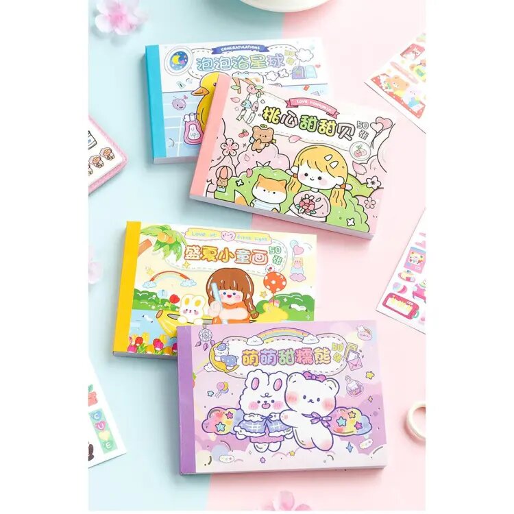 Hand account magazine Sticker Book retro ins sticker lovely girl and ...