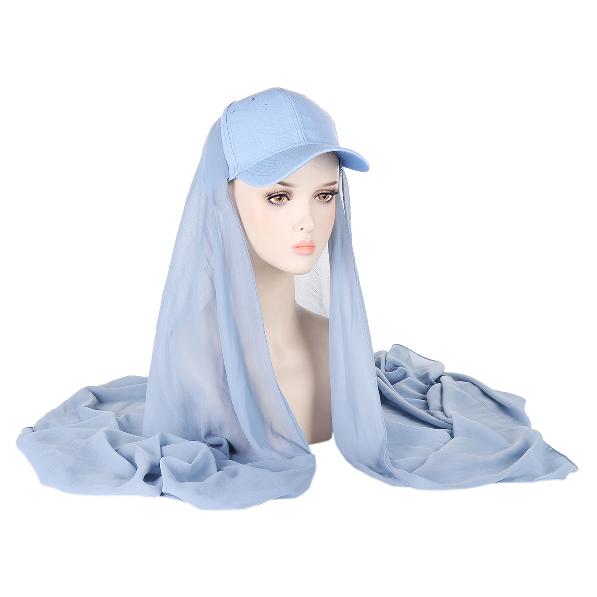 Sports Style Pure Color Pearl Scarf With Cotton Baseball Cap 2-Piece ...