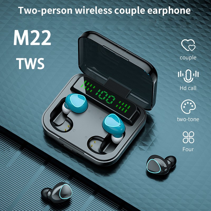 M22 TWS 5.1 Digital Display Bluetooth Headset Touch Earphone Earbuds ...