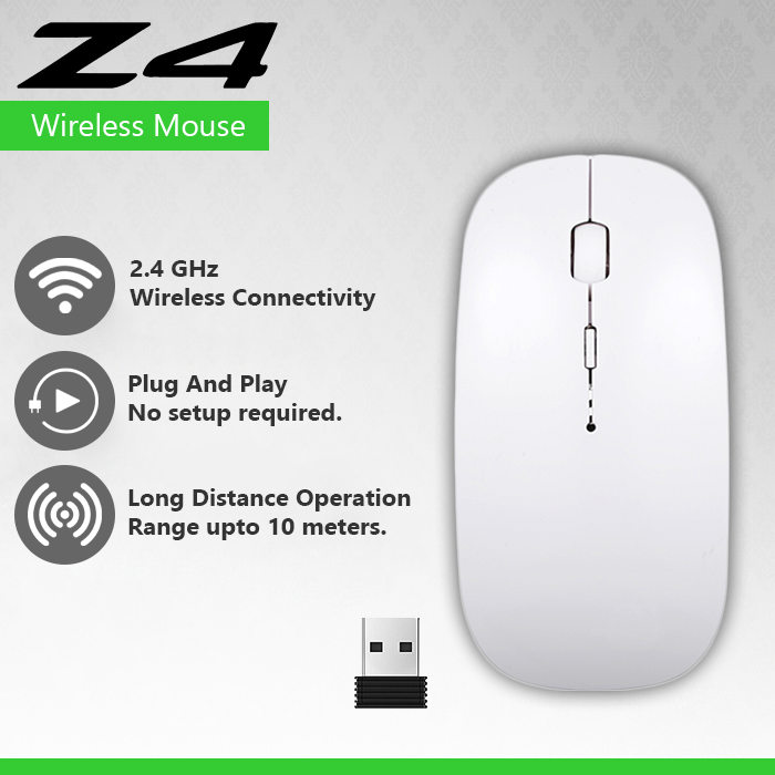 Z4 Slim Stylish Dpi Adjustable Wireless Mouse For Laptop Desktop Pc ...
