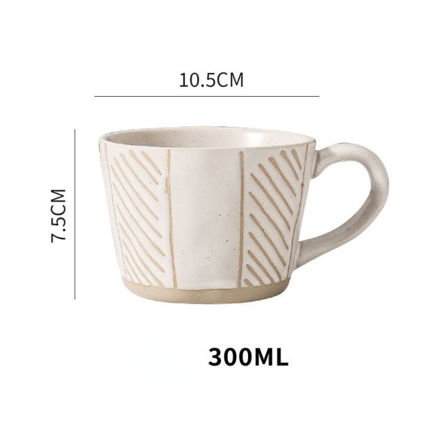 300ml Japanese style stoneware mug hand-painted clay retro coffee cup ceramic water cup ...