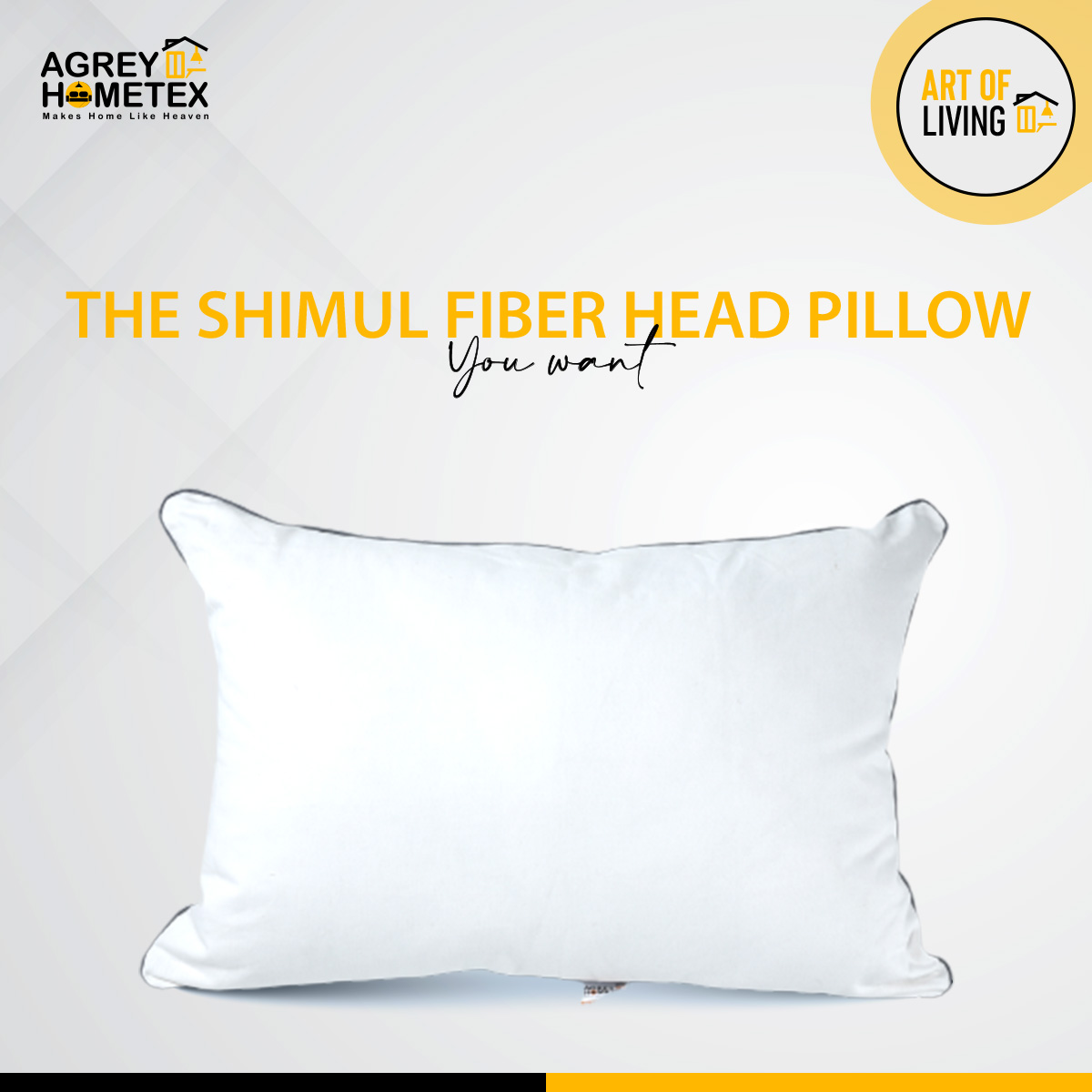 Shimul Fiber Head Pillow, Cotton Fabric, White (18"x26") 1 Pcs | Daraz.com.bd