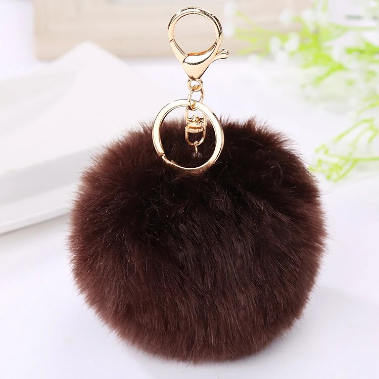Trinket Fluffy Artificial Rabbit Fur Ball Key Chain 8cm Pompons ...
