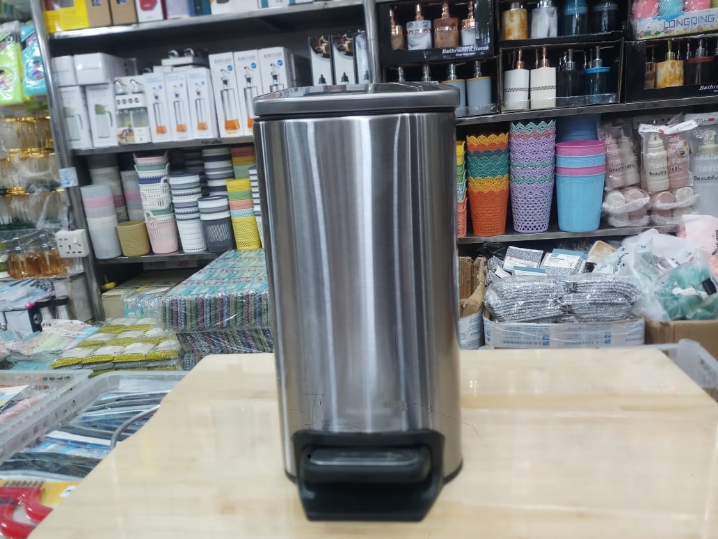 6L Office Foot Pedal Trash Can With Lid Compact Stainless Steel Trash ...