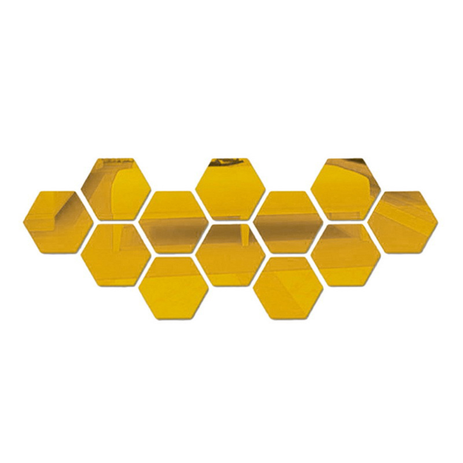 12pcs Hexagonal Self Adhesive Mirror Effect Wall Sticker Living Room