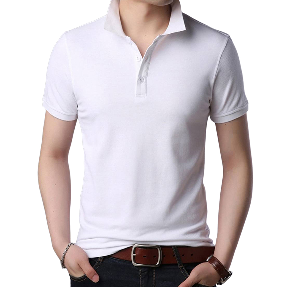 2020 New Men's Solid Color Polo Shirts -White - Polo T Shirt For Men ...
