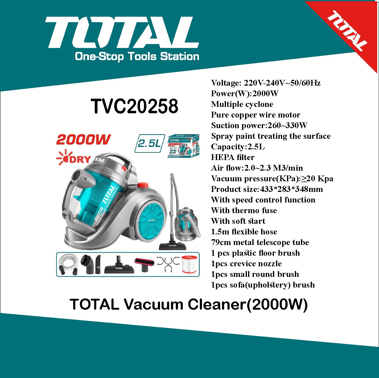 TOTAL Vacuum Cleaner 2000W / Vacuum Cleaner TVC20258 | Daraz.com.bd