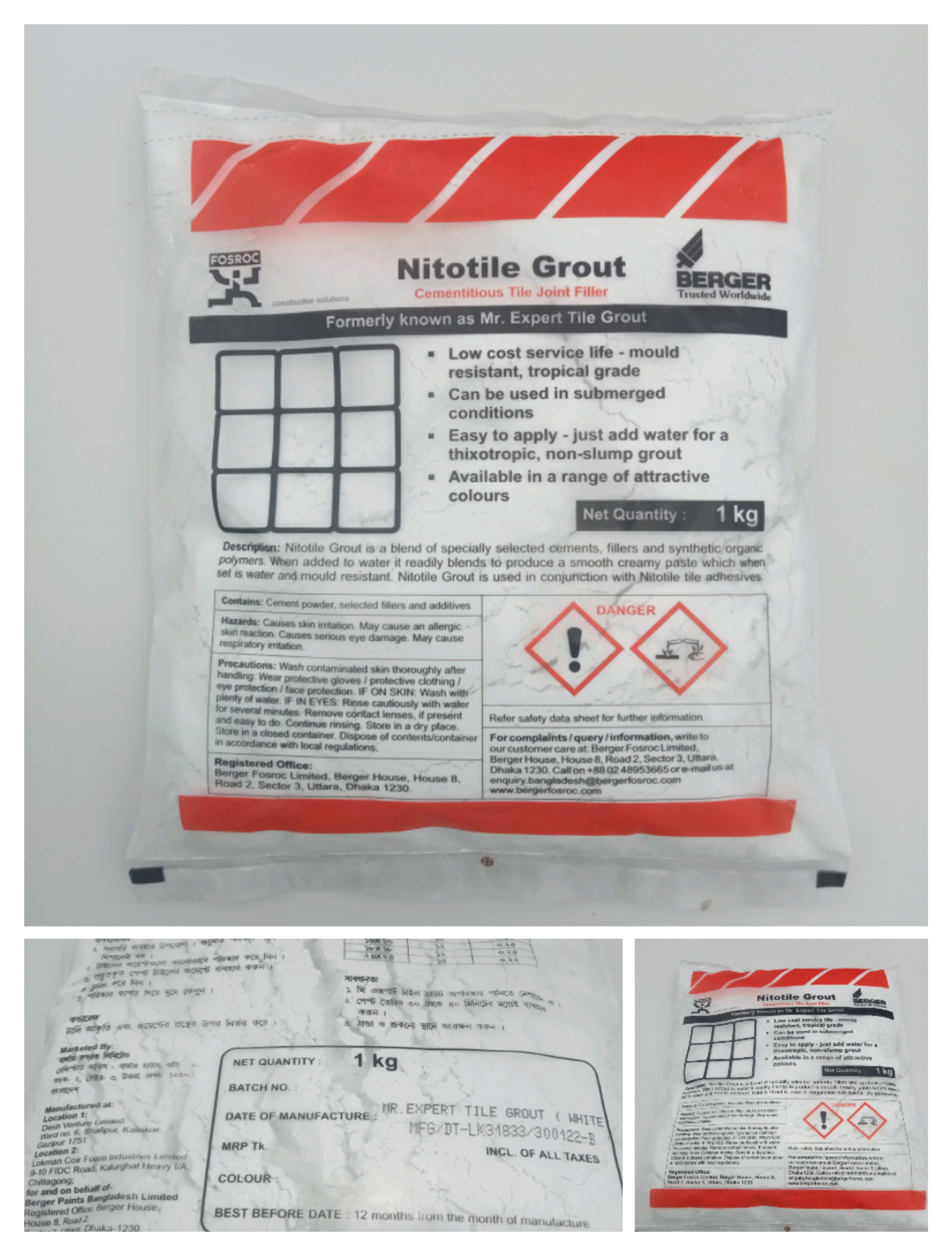 Off White Nitotile Grout Cementitious Tile Joint Filler 1 kg Tiles ...