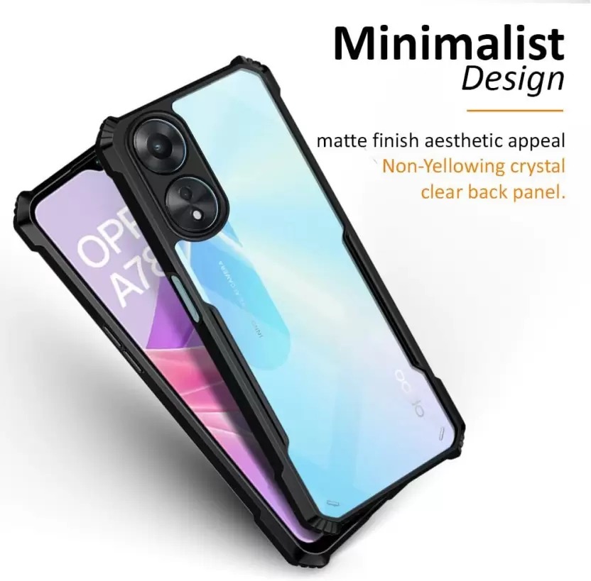 Back Cover for OPPO A78 5G (Transparent, Black) | Daraz.com.bd