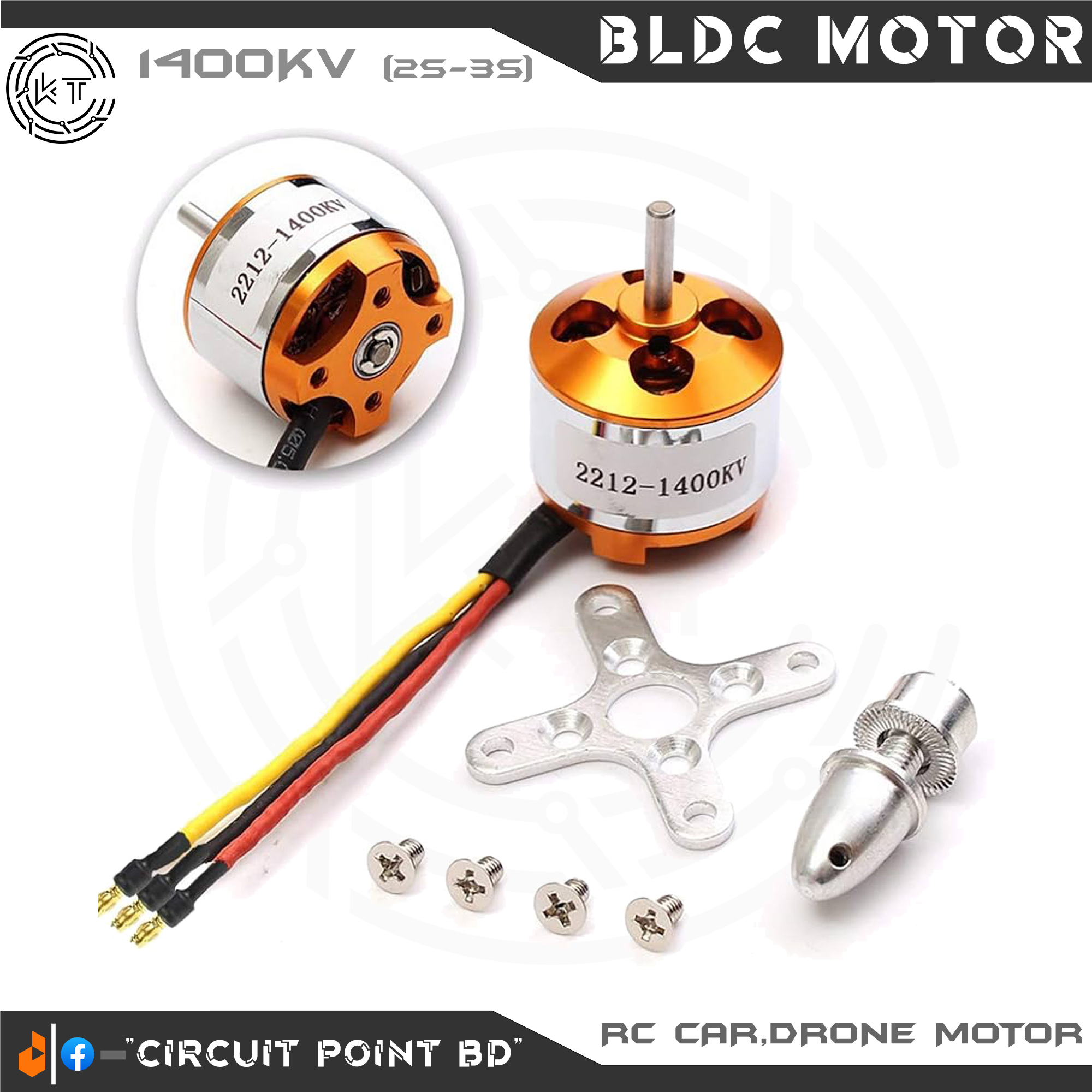 BLDC Motor A2212 1400KV Brushless DC Motor For RC Aircraft Plane Drone ...