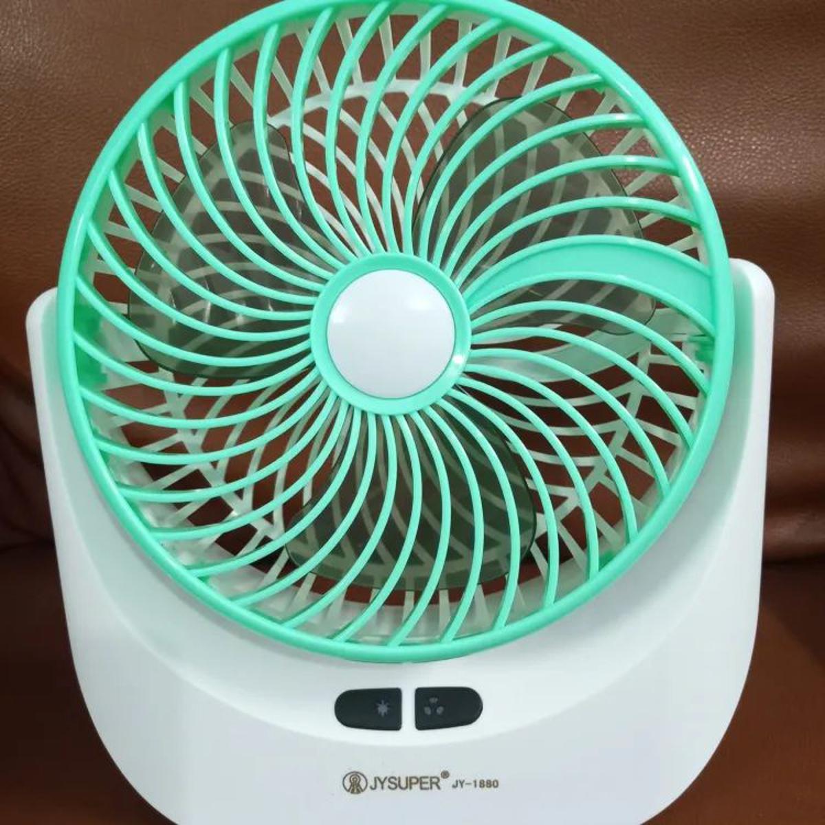 Lithium rechargeable mini table fan with LED light - | Daraz.com.bd
