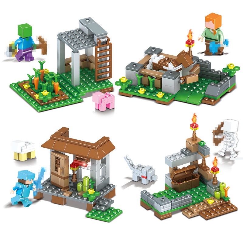 （New）Minecraft Lego Brick Village et Minifigure Diy Education Toy Gift ...