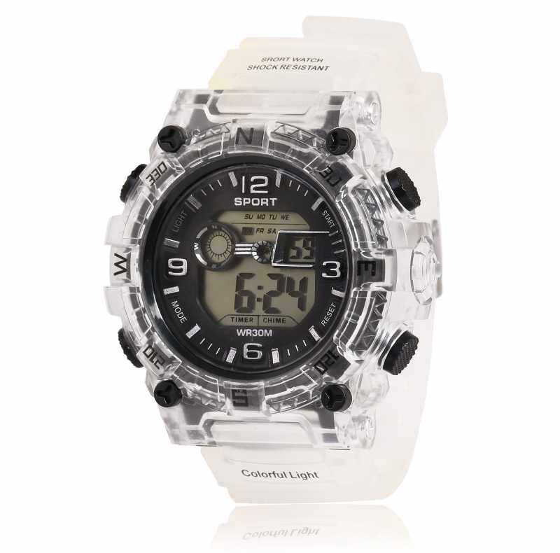 Waterproof White Color Digital Watch ,Silicone Boys Digital Sports ...