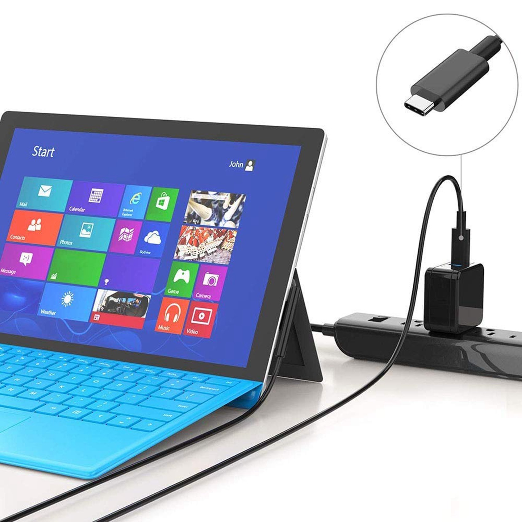 2X Nylon Braided USB-C Charging Cable for Surface Pro 6/5/4/3 Surface ...