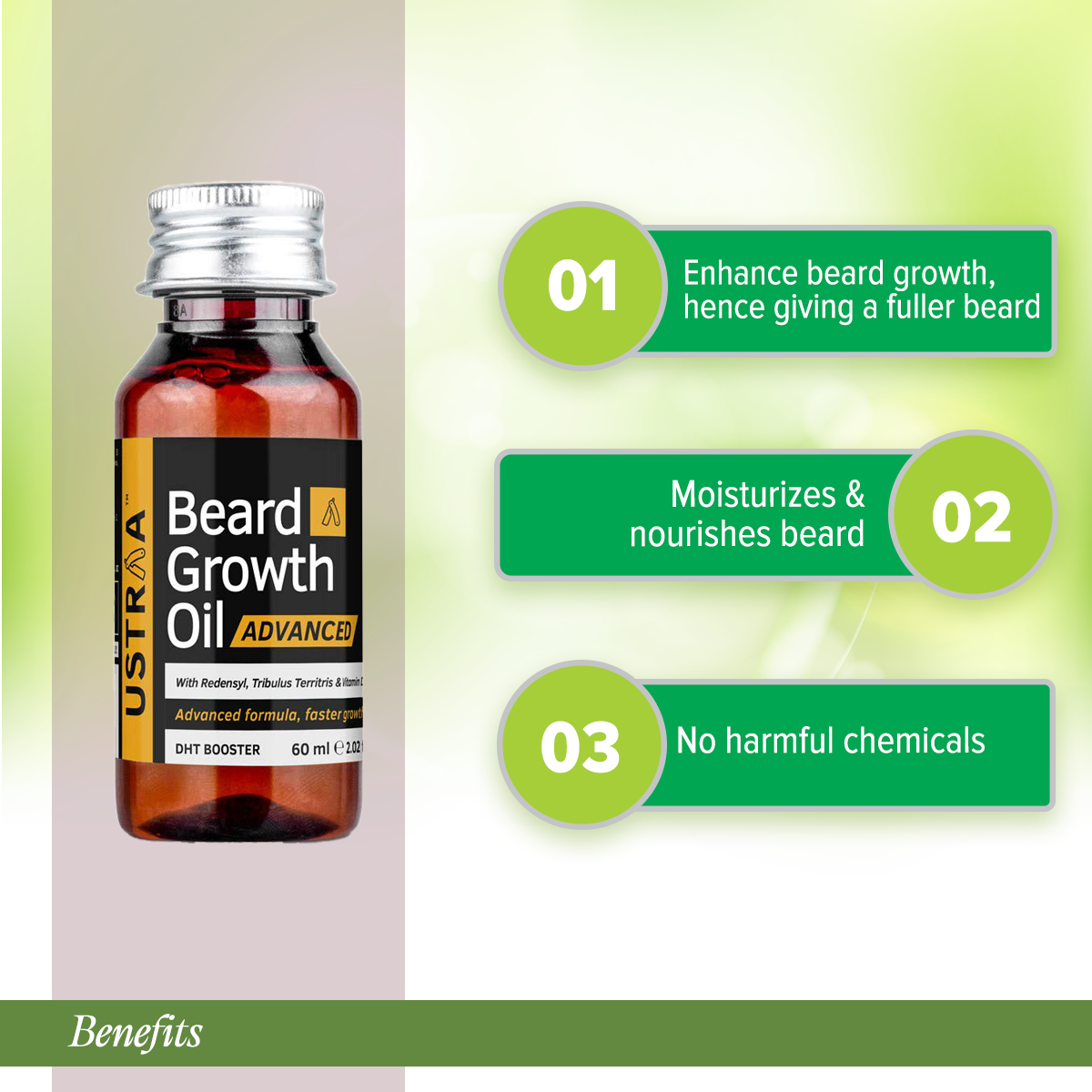 USTRAA Beard Growth Oil Advanced - 60ml | Daraz.com.bd