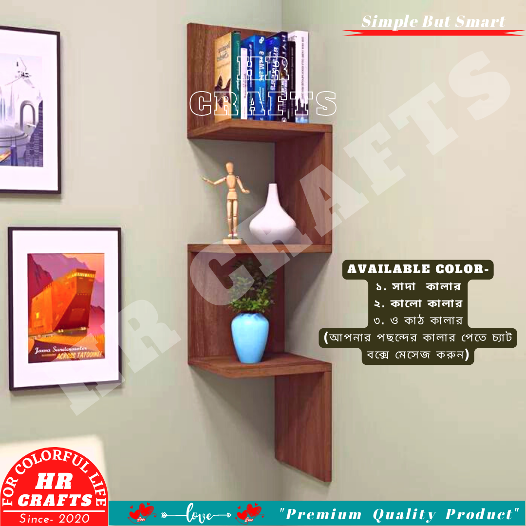 Wall Corner Shelf-Modern Design Wall Corner 3 Tier-Accent Shelf-Color ...