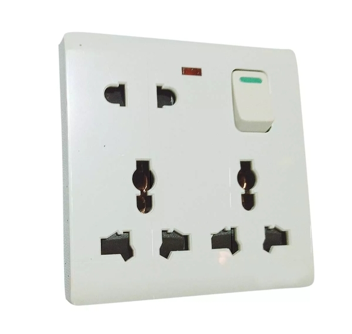 8 Pin Multi Gang Socket Double 3 Pin- 1Piece 2 Pin Multi Function ...