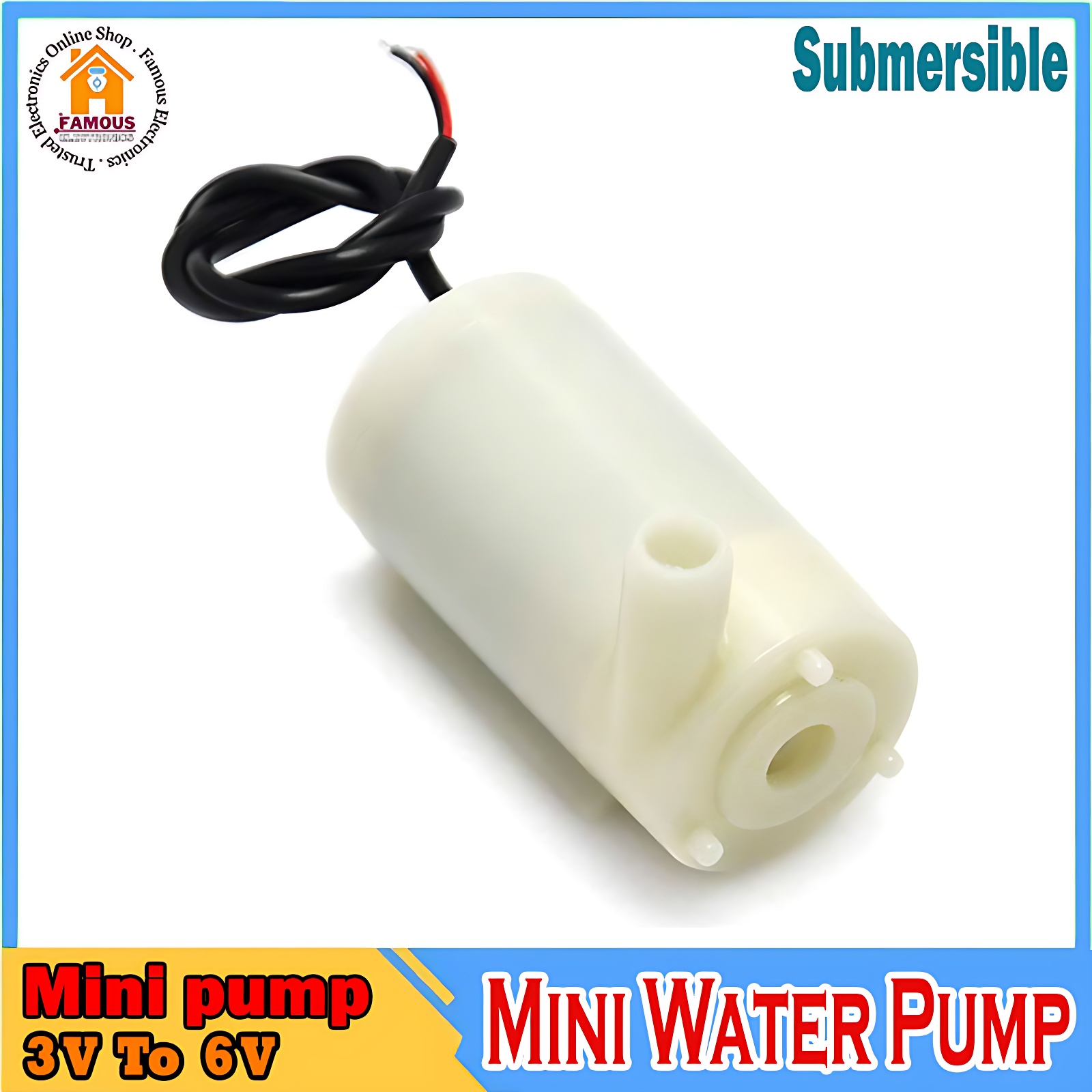 DC 3V-6V Mini Micro Submersible Water Pump Low Noise Motor Pump 120L/H ...