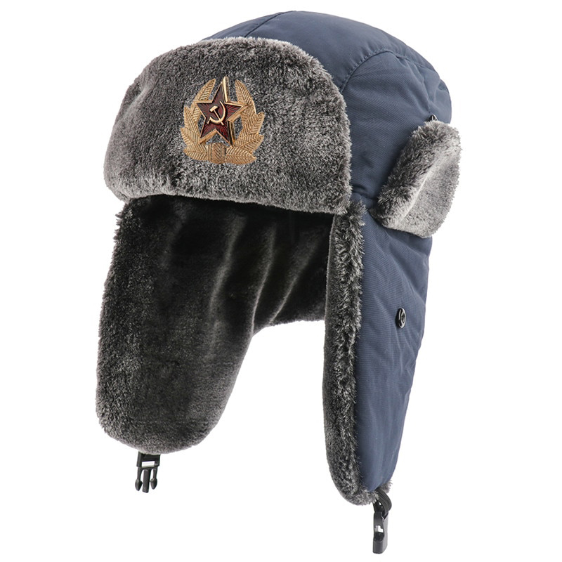 【happy one】Badge Russia Ushanka Hat Waterproof Bomber Hats Trapper ...