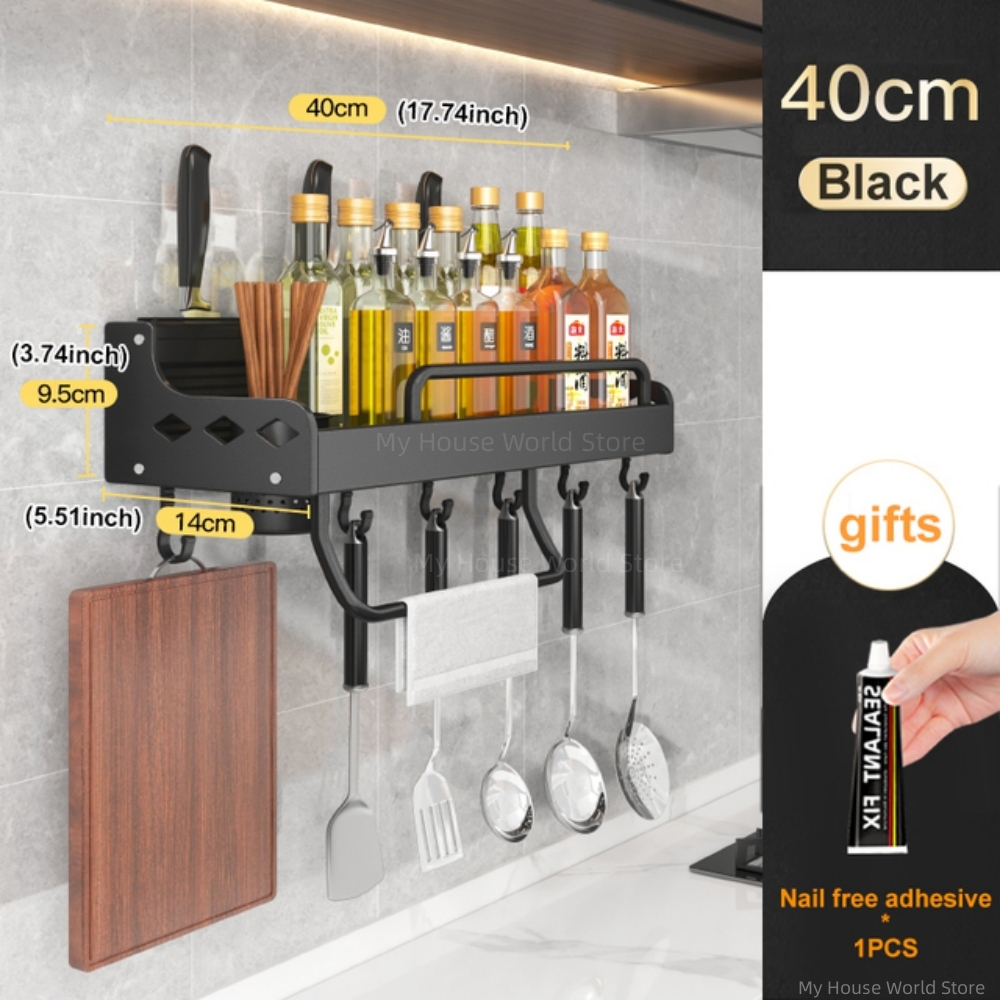 Kitchen Wall-mounted Spice Racks Multifunctional Storage Rack Punch ...