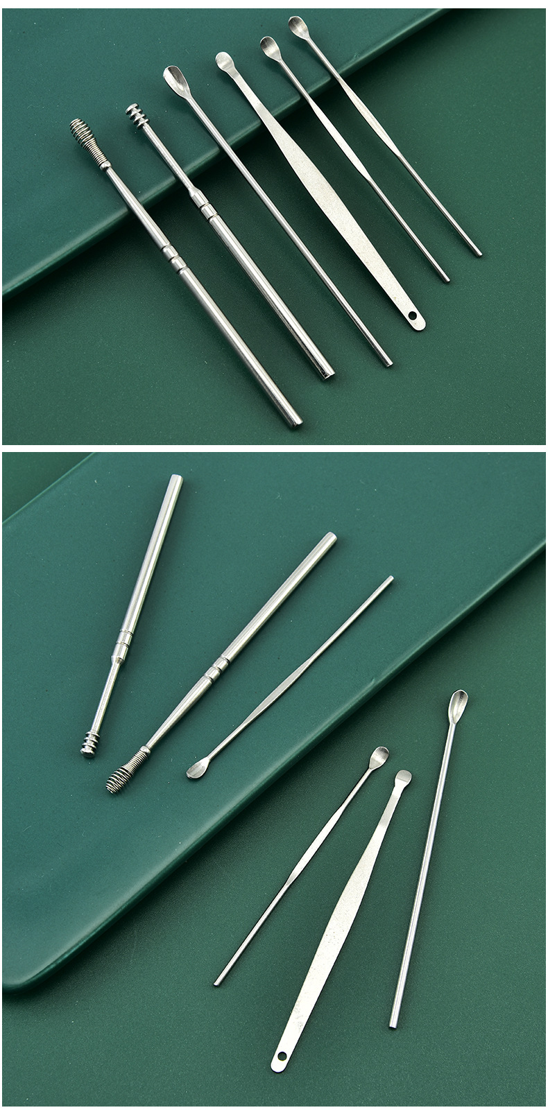 6pcs/set Stainless Steel Ear Picking Tool Set | Ear Wax Remover Cleaner ...