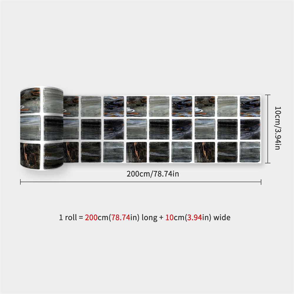 Blue Patterned Skirting Line Self-adhesive Waterproof Ceramic Peel And Stick Tile Waistline ...