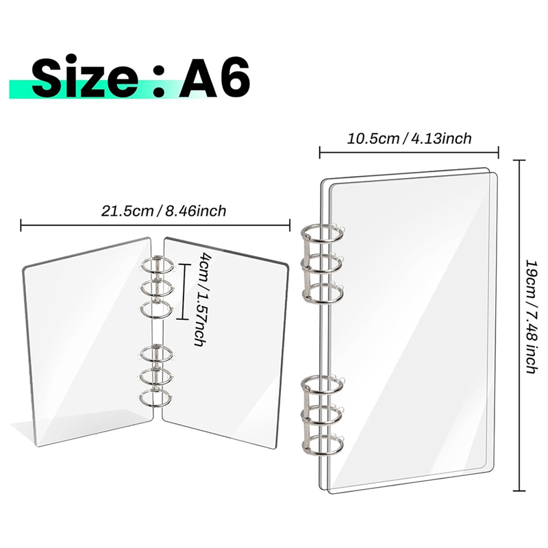 Budget Binder A6 6-Ring Clear Acrylic Binder Notebook Cover A6 Planner ...