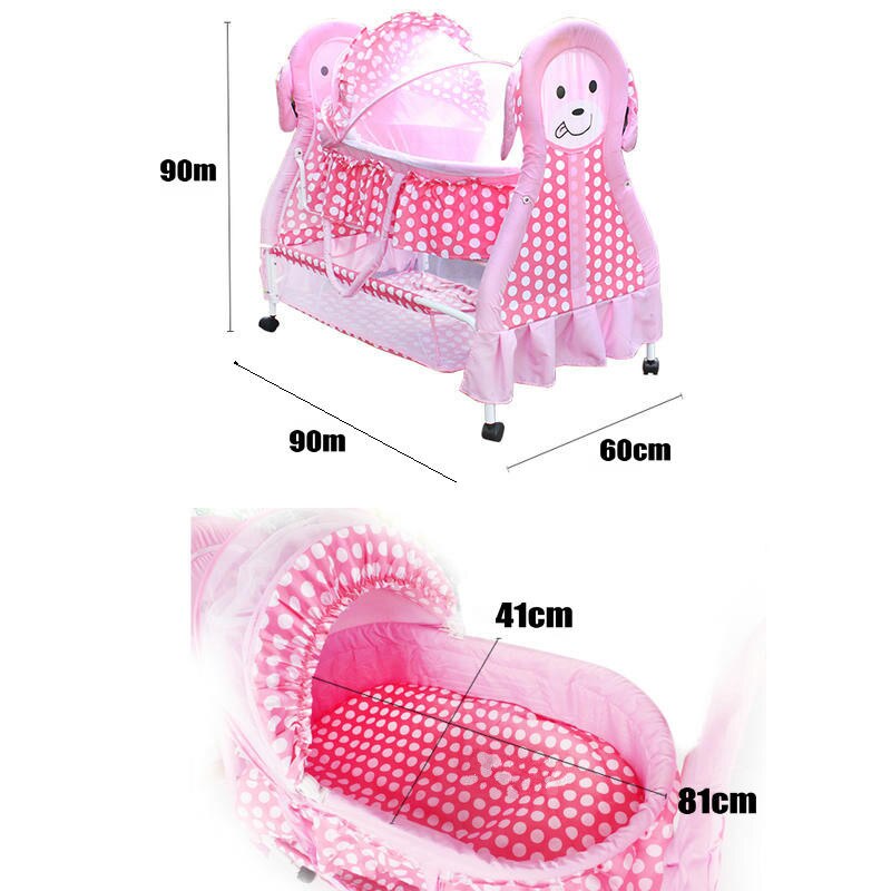 Baby Cradle Bed with Mosquito Net, 2 in 1 Baby Crib, can be Infant ...
