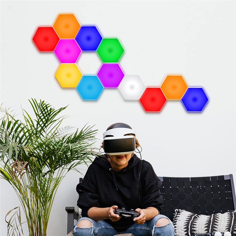 Touch Sensitive RGB Colorful Wall-Mounted Hexagon LED DIY Geometry Hex ...