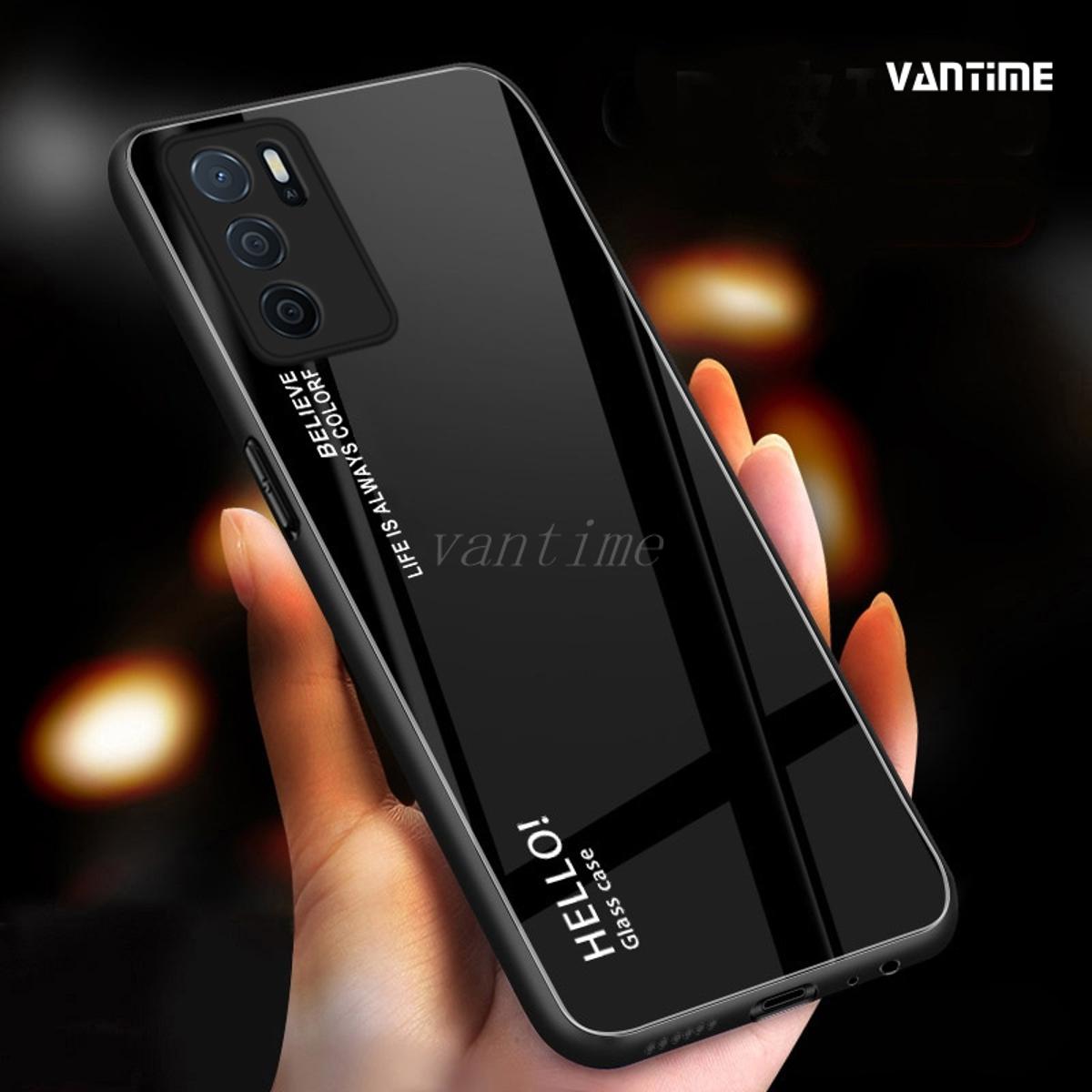 For Oppo A16 Case Gradient Phone Back Hard Glass Cover