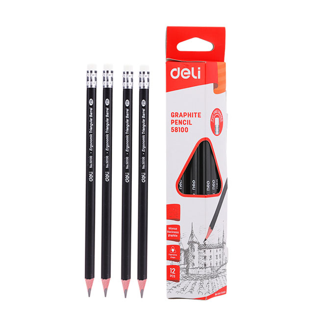 Deli Triangular Pencil - Black - HB - 12pc | Daraz.com.bd