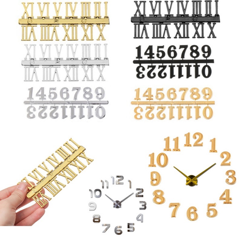 1 Set DIY 3D Wall Clock Kit, Minimalist Style, For Home Decor Accessories, Arabic Numerals Roman ...