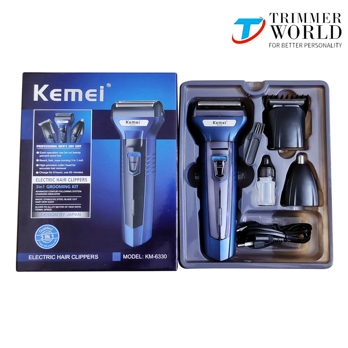 Kemei KM-6330 3 in 1 Professional Hair Trimmer Super Grooming Kit ...