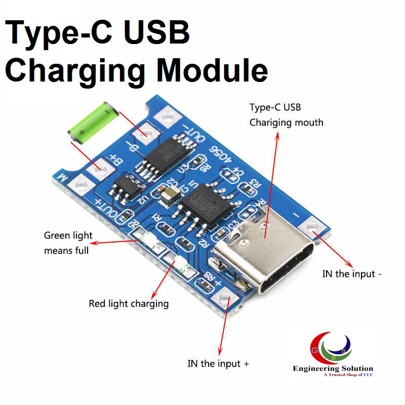 Type-C Charging Module-TP4056 Lithium Battery Charging Board 1A Type C ...