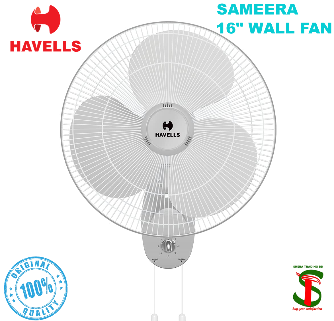 Havells Wall Mount Fan Sameera 400MM / 16 INCH (White) | Daraz.com.bd