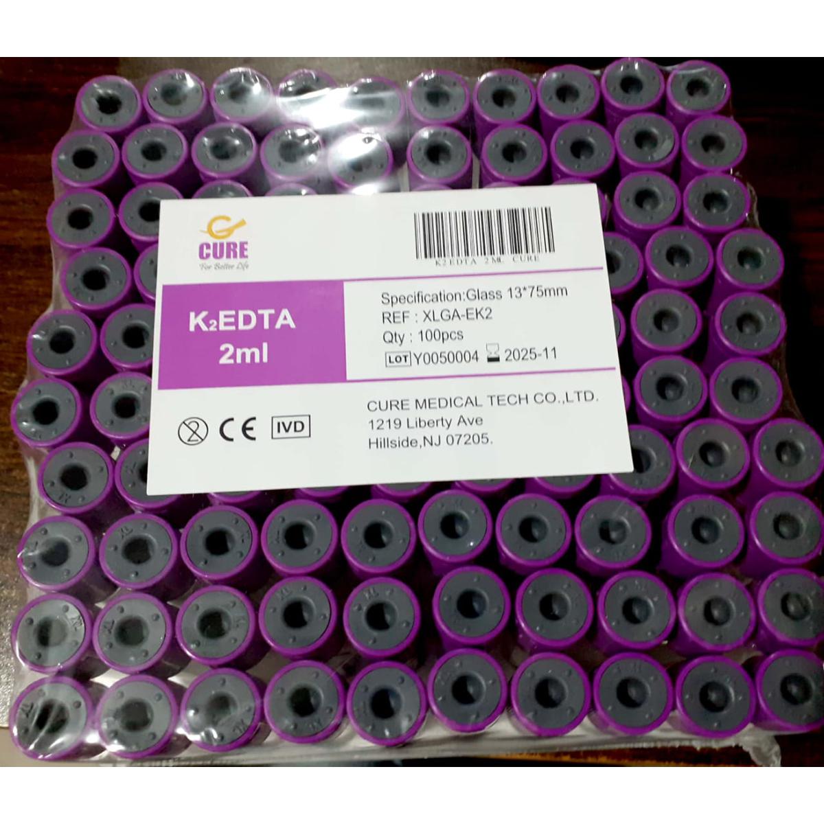 EDTA K2/K3 2ML - GLASS vacuum blood collection tube. CURE 100pcs ...