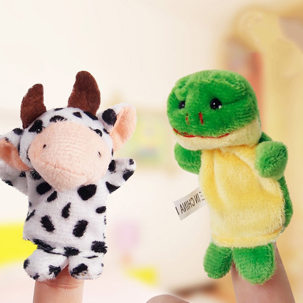 TE 10PC Plush Animal Finger Puppets Baby Dual-layer Storytelling Props ...