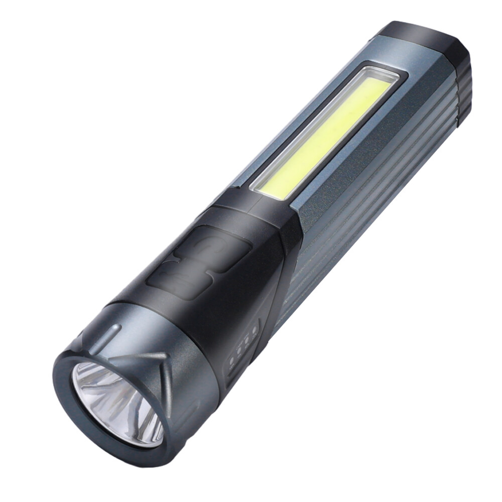 Light Head-Adjustable Flashlight Outdoor Multifunctional Type-c Rechargeable Torch XPG + COB ...