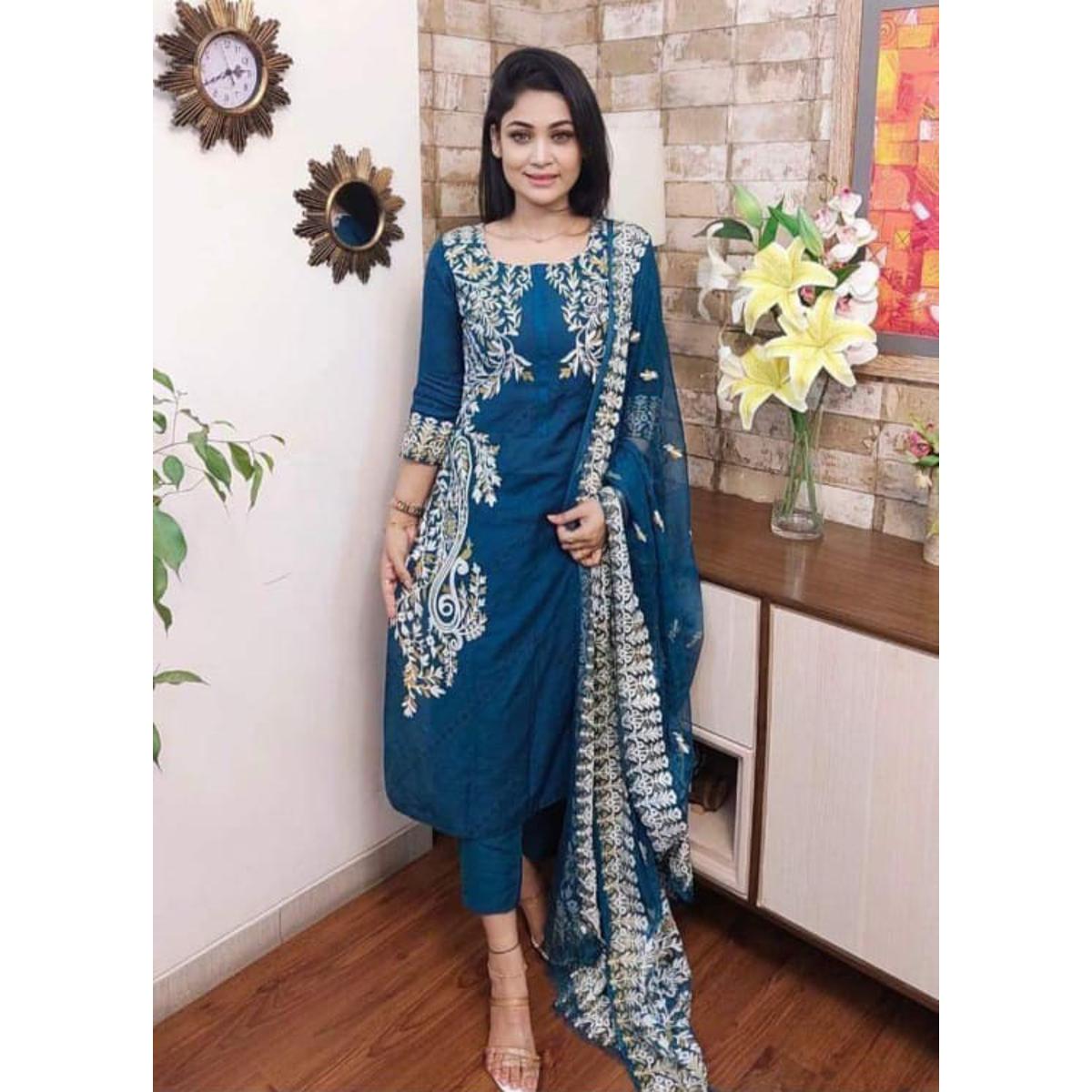 Unstitched Three Piece Shalwar Kameez with Latest Design | Daraz.com.bd