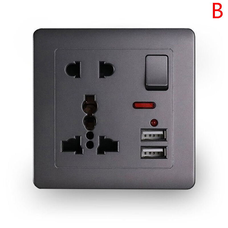 EU Standard Usb Socket Gray Embedded Panel Wall Power Socket Tetuo ...
