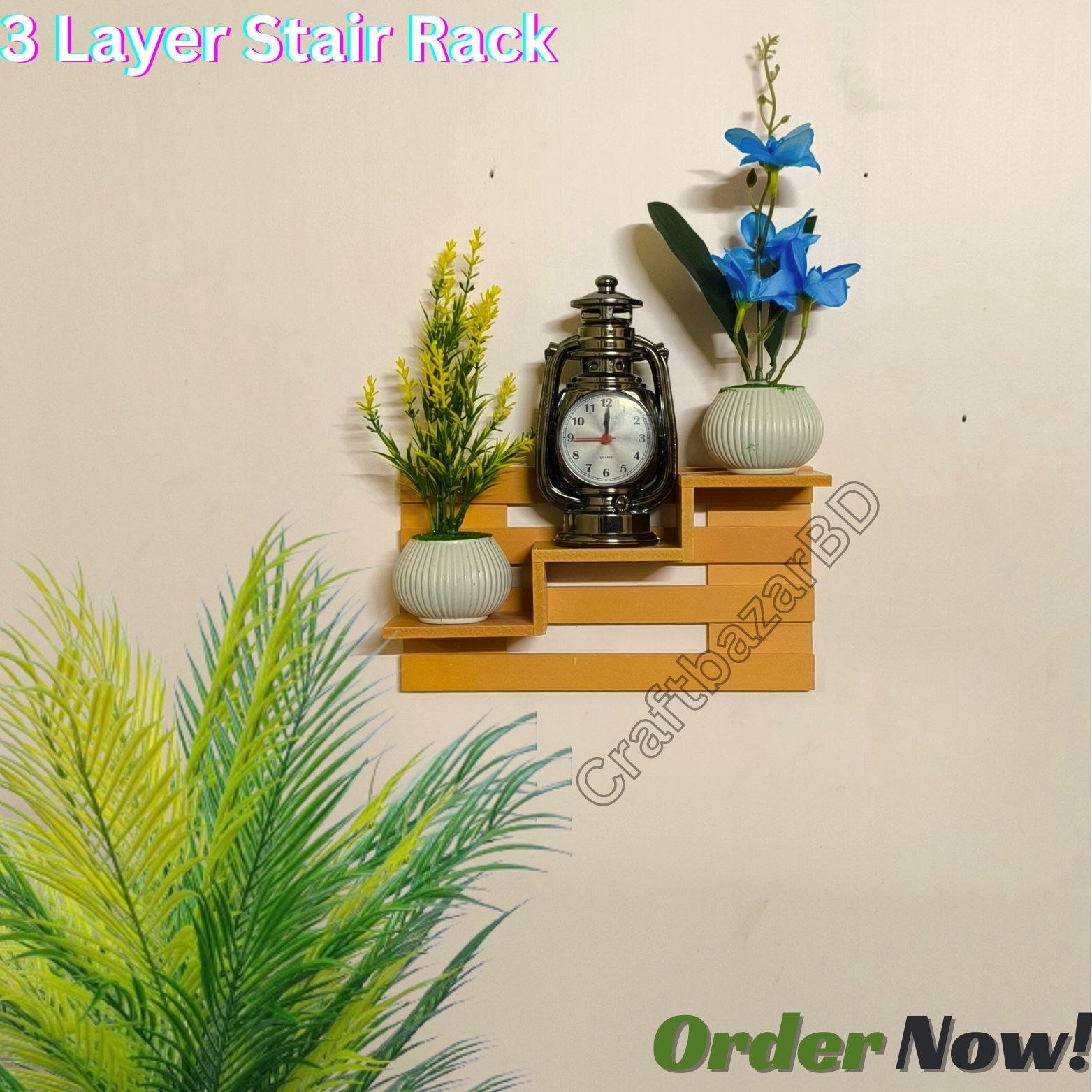 Wall Mounted 3 Layer Stair Rack, Punch Free Wall Hanging Showpiece ...