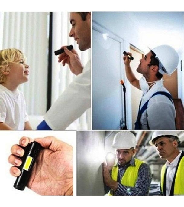 Rechargeable Flashlight Torch LED USB Portable Torches 4 Modes Mini ...