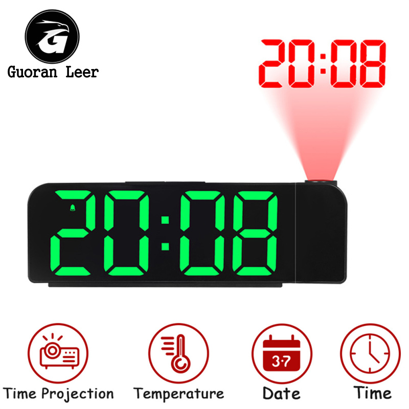 180-degree Rotation Projection Alarm Clock 12/24h Led Digital Clock Usb ...