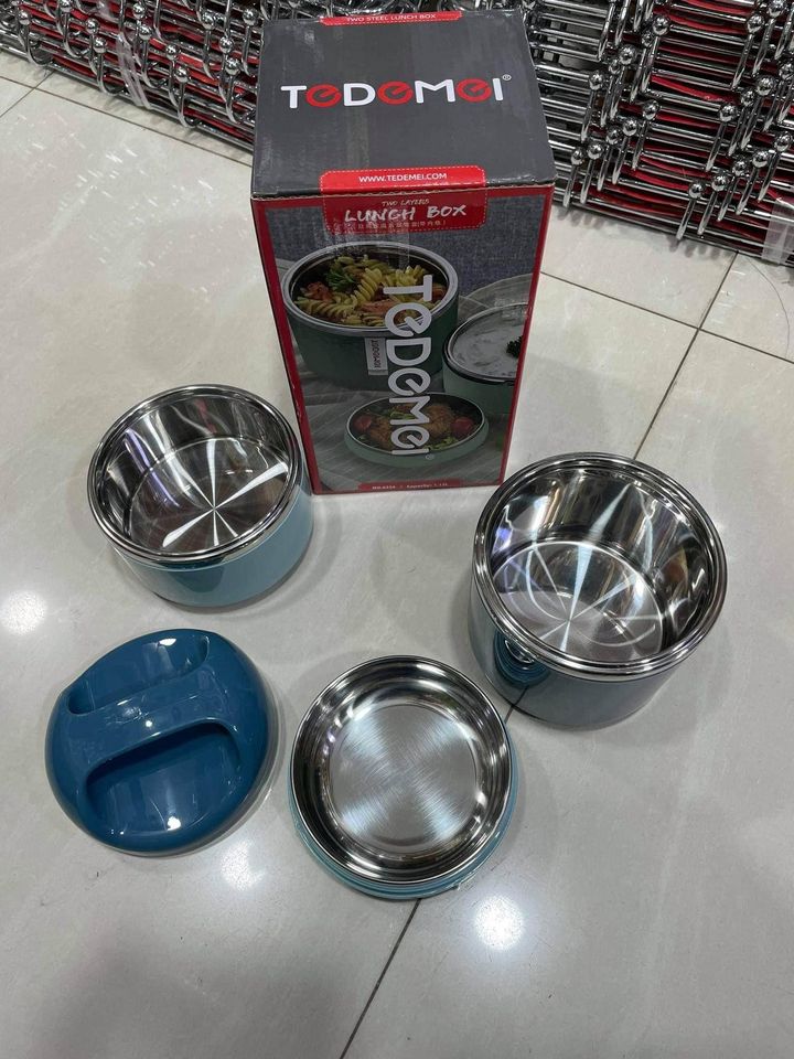 Tedemei 2 layers portable 1.13L BPA free leakproof round stainless ...