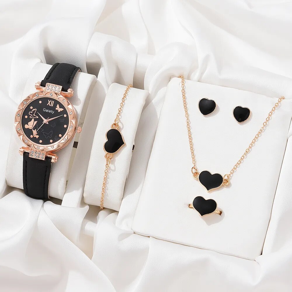 5pcs Set Women Watches Luxury Female Clock Quartz Wristwatch Diamond ...