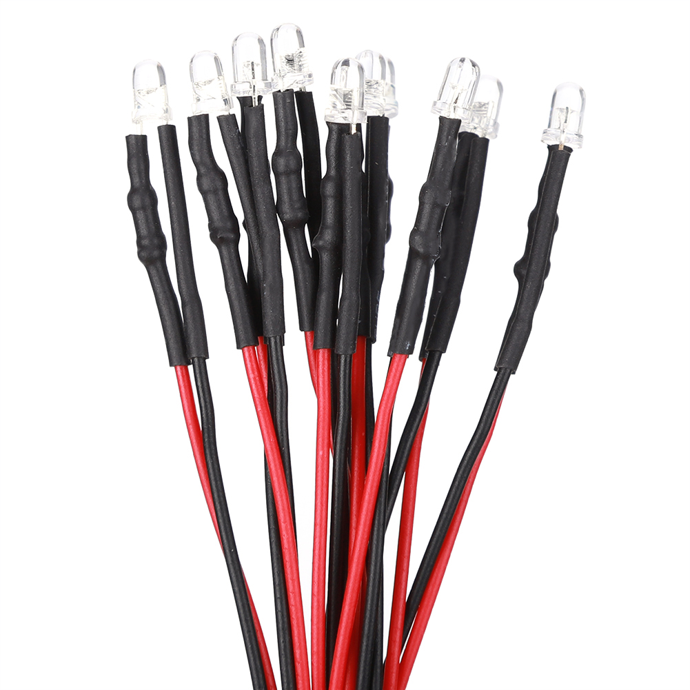 LED Diode 12V Light-Emitting Wire Kit With 3mm Round Head Highlight ...
