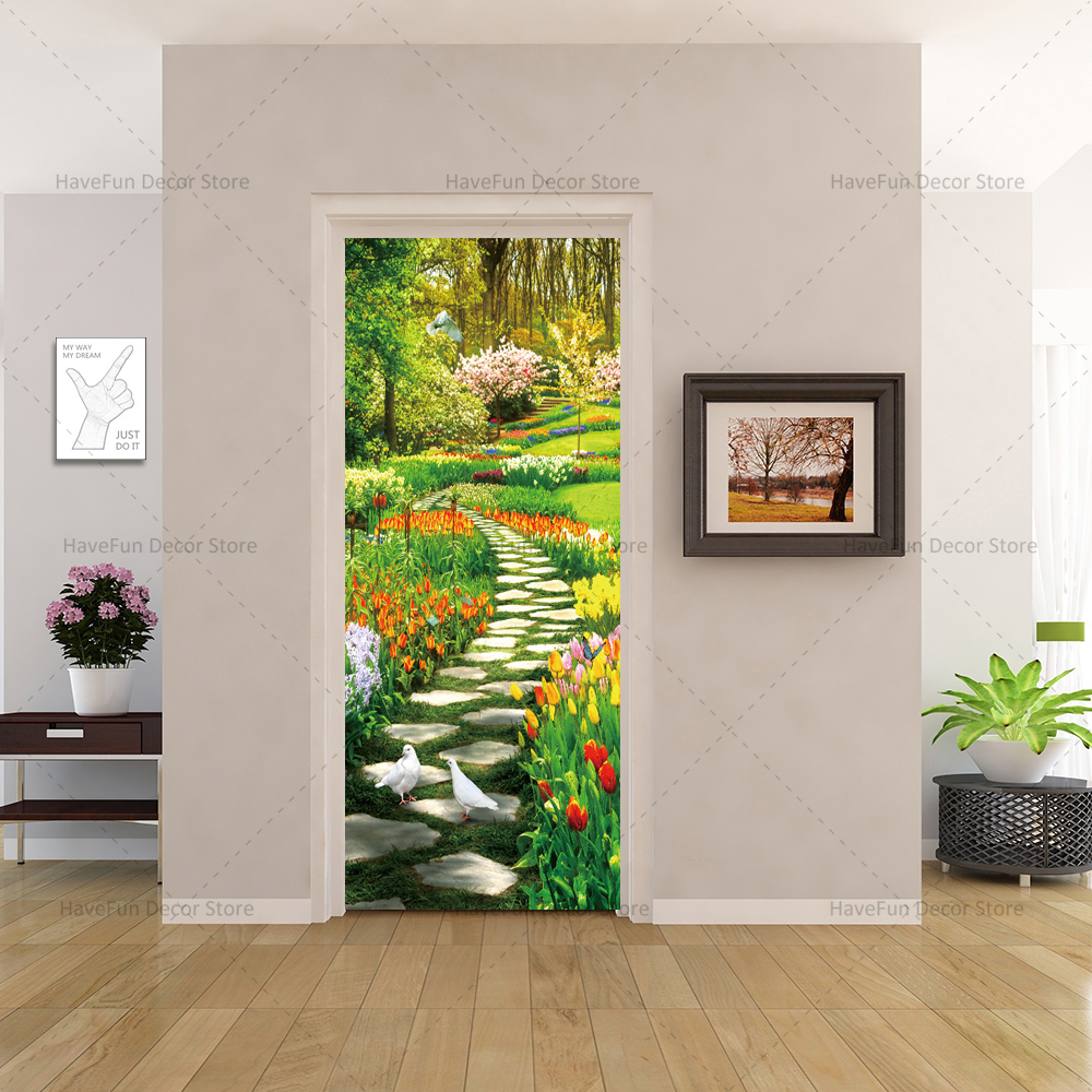 Nature Scenery Door Sticker Vinyl Waterproof Self Adhesive Home ...