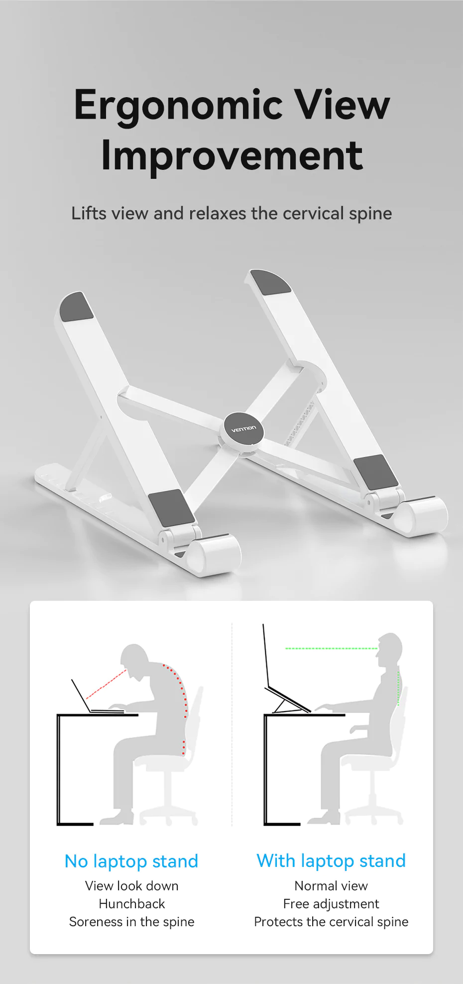 Vention KDNW0 Laptop Stand - Foldable Stand - 9 Gear Adjustment ...