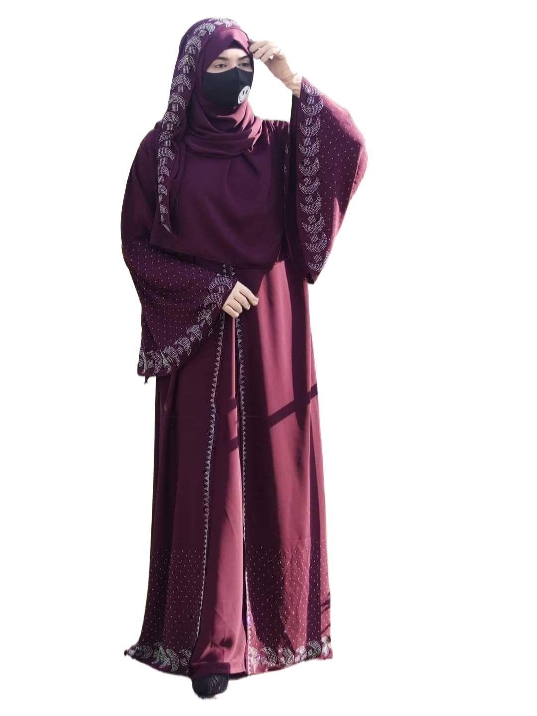 Moon star Party Borkha with Big Hijab & DMC Stone Works for Women Dubai ...