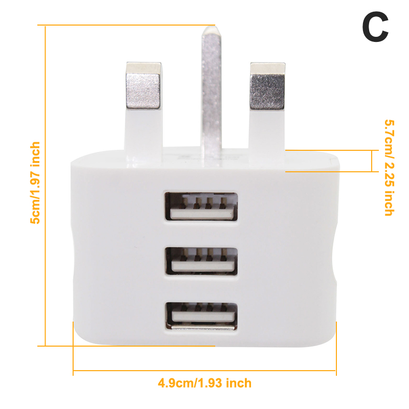 Universal UK Wall Plug Power 3 Pin Adapter Charger With 1/2/3 USB Ports ...